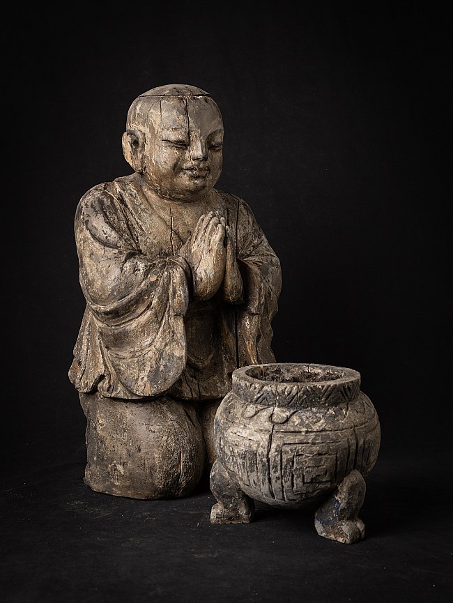 Old wooden Chinese Monk statue from China