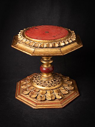 16th-century Burmese gilded wooden Buddha stand with lotus motif from ...