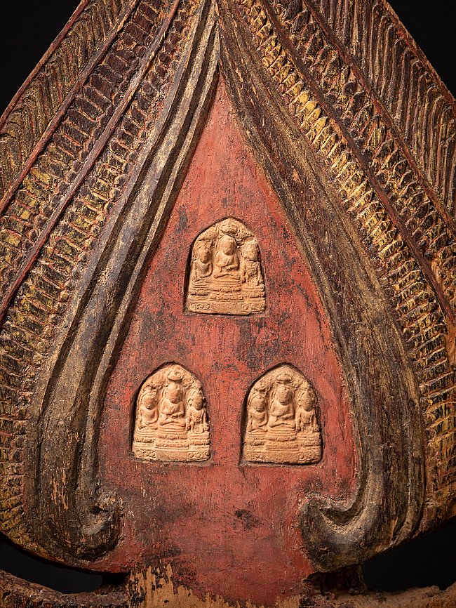Antique Burmese wooden panel from Burma (Myanmar)