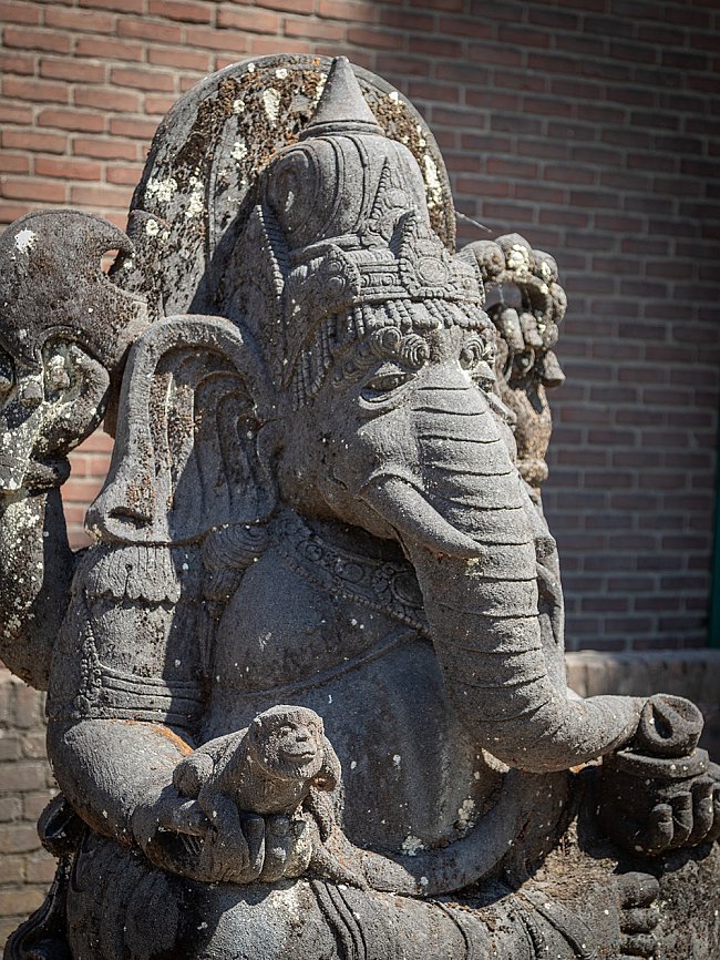 Very large and special old lavastone Ganesha statue from Indonesia