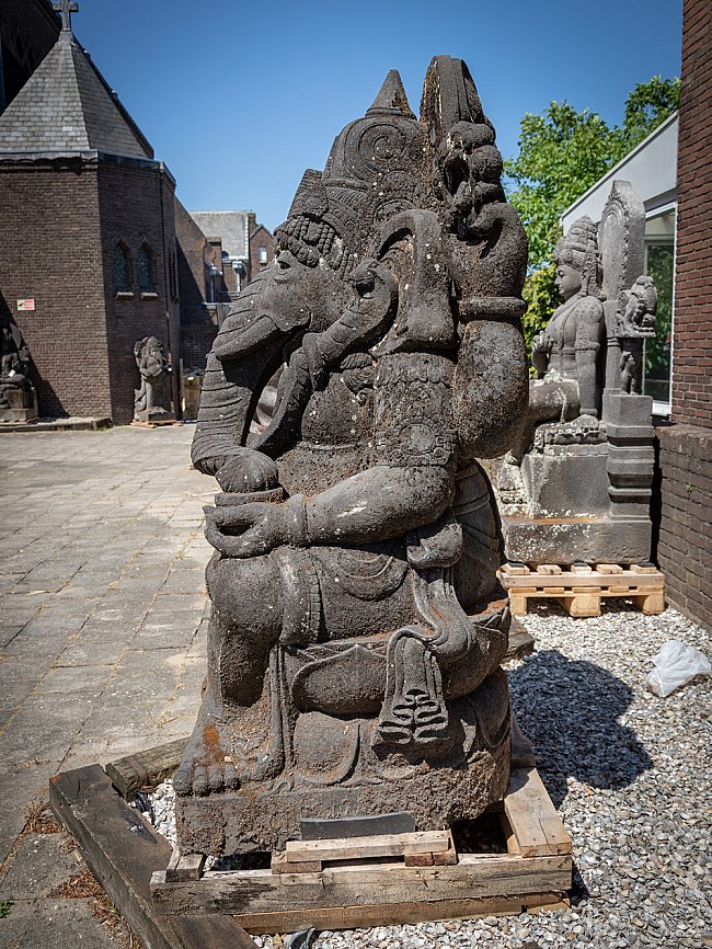 Very large and special old lavastone Ganesha statue from Indonesia