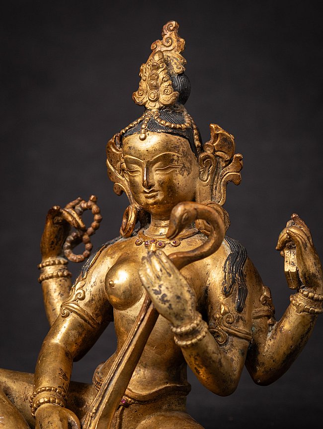 Old bronze Nepali Saraswati statue from Nepal