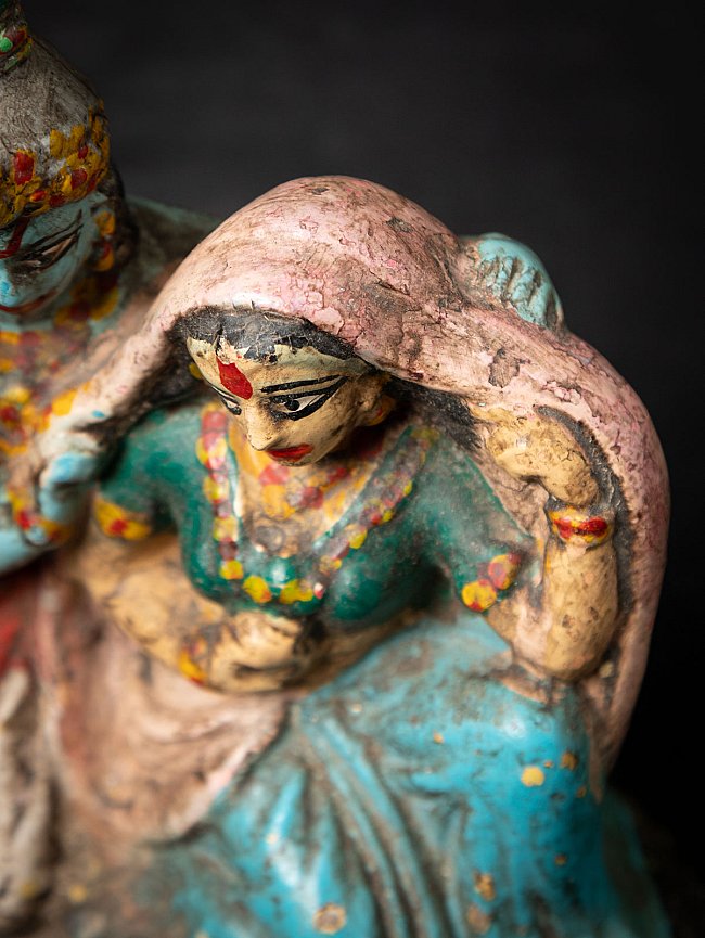 Antique terracotta Radha and Krishna statue from India