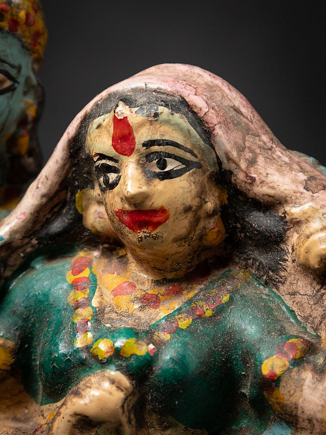 Antique terracotta Radha and Krishna statue from India
