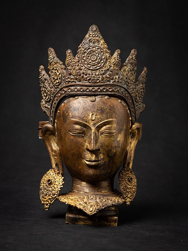 Antique Nepali Copper Repousse Buddha head from Nepal
