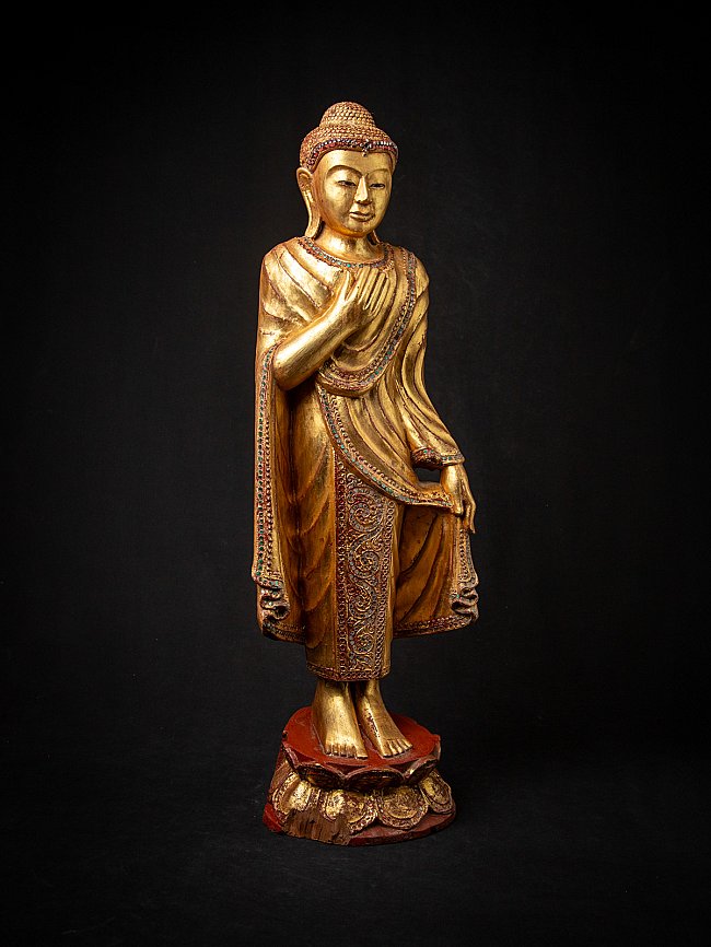 Old wooden Burmese Buddha statue from Burma (Myanmar)