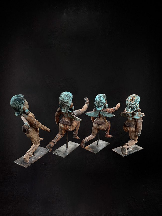 Antique set South-Indian Wooden Garuda Kishora Figures from India
