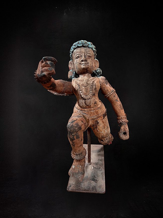 Antique set South-Indian Wooden Garuda Kishora Figures from India