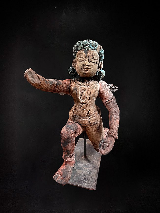 Antique set South-Indian Wooden Garuda Kishora Figures from India