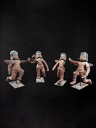 Antique set South-Indian Wooden Garuda Kishora Figures from India