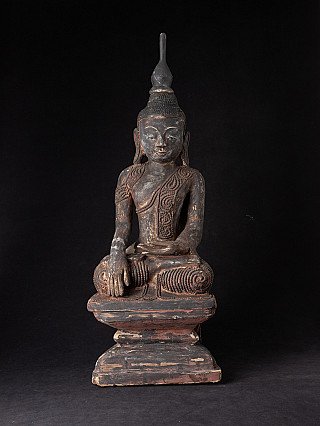Antique wooden Burmese Buddha statue from Burma (Myanmar)