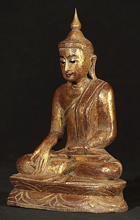 Old wooden Buddha statue from Burma (Myanmar)
