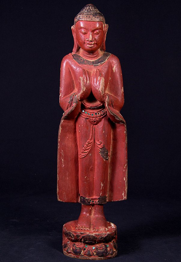 Old wooden Buddha statue from Burma (Myanmar)
