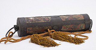 Houten sutra scroll container uit Japan