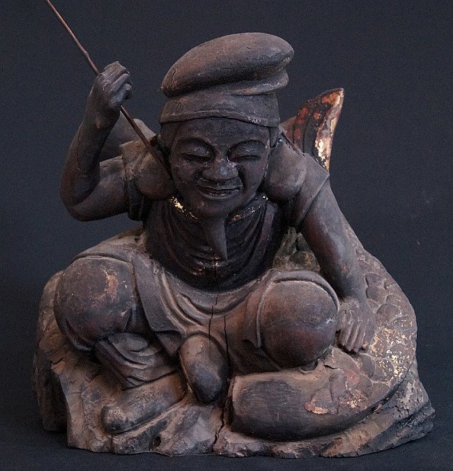 Antique Japanese Ebisu statue from Japan