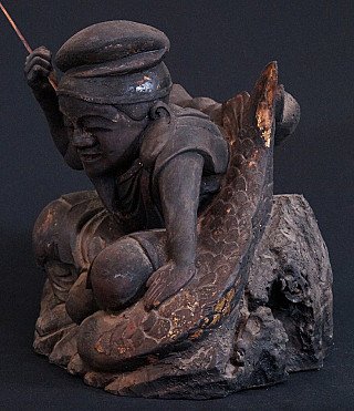 Antique Japanese Ebisu statue from Japan
