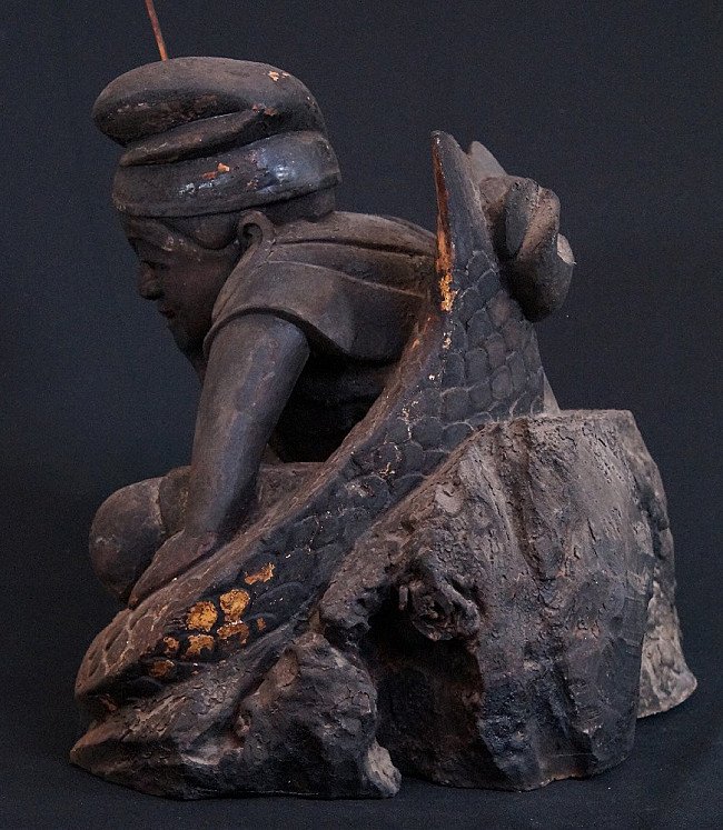 Antique Japanese Ebisu statue from Japan