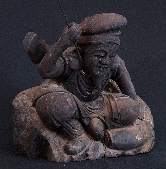 Antique Japanese Ebisu statue from Japan