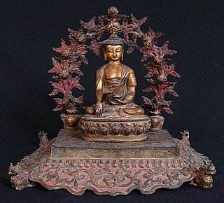Antique Nepali Throne with Buddha from Nepal