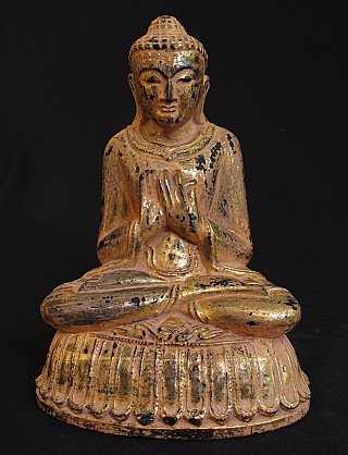 Alter Buddha aus Holz aus Birma (Myanmar)